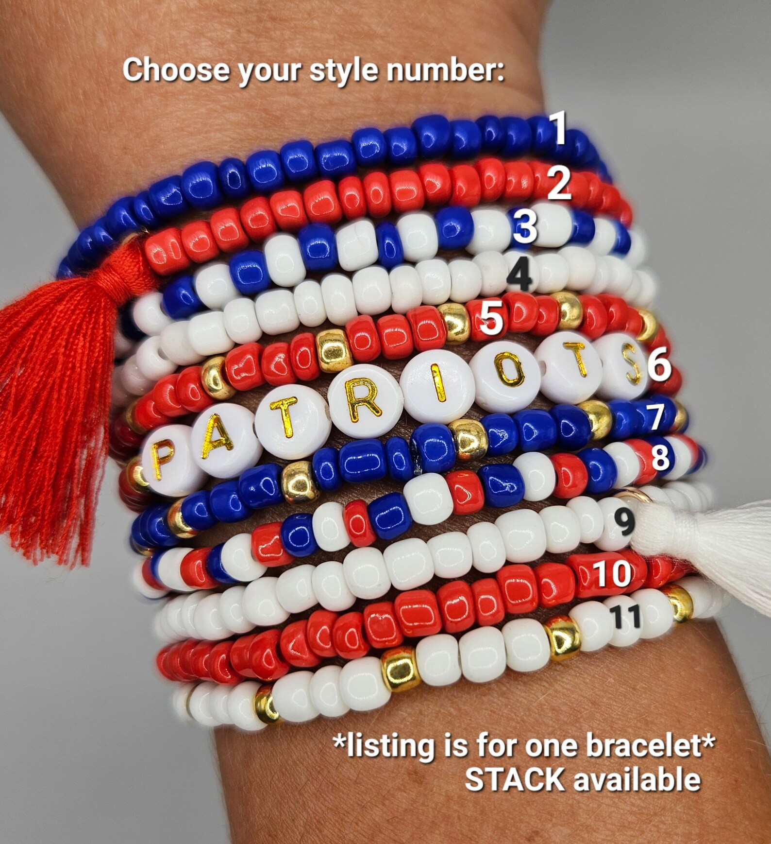 Patriots Beaded Bracelet: NFL Gameday Gear, Friendship Bracelet - Etsy