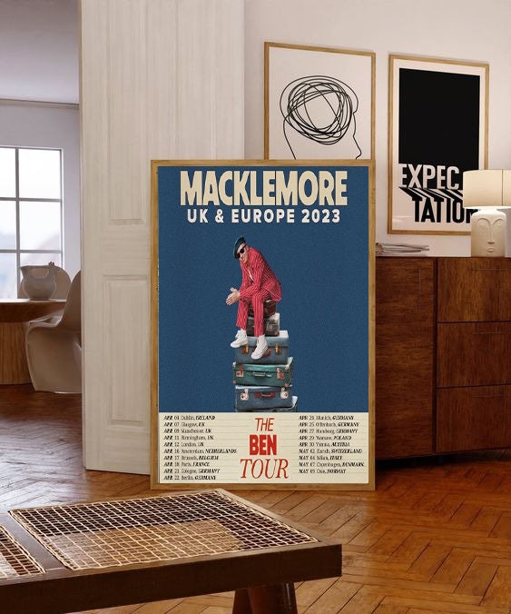 Macklemore UK & European Tour 2023 Poster, Music Poster, Vintage Poster ...