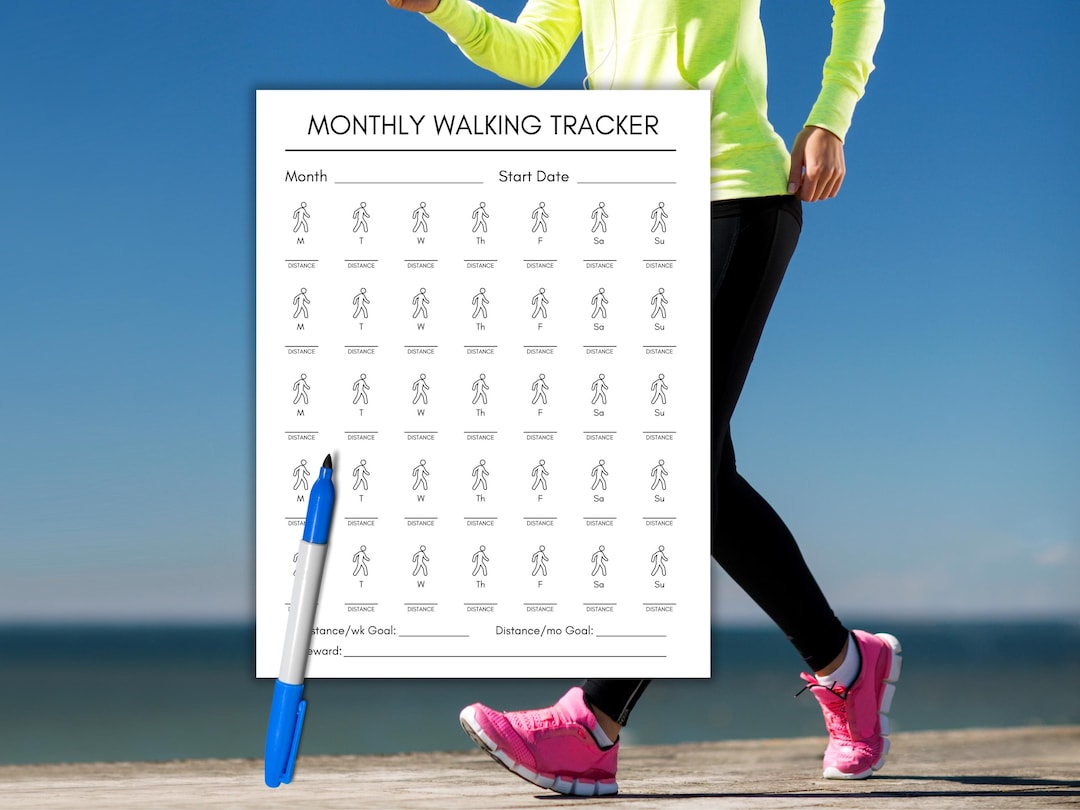 Monthly Walking Tracker Log, Monthly Step Tracker, Printable Walking ...