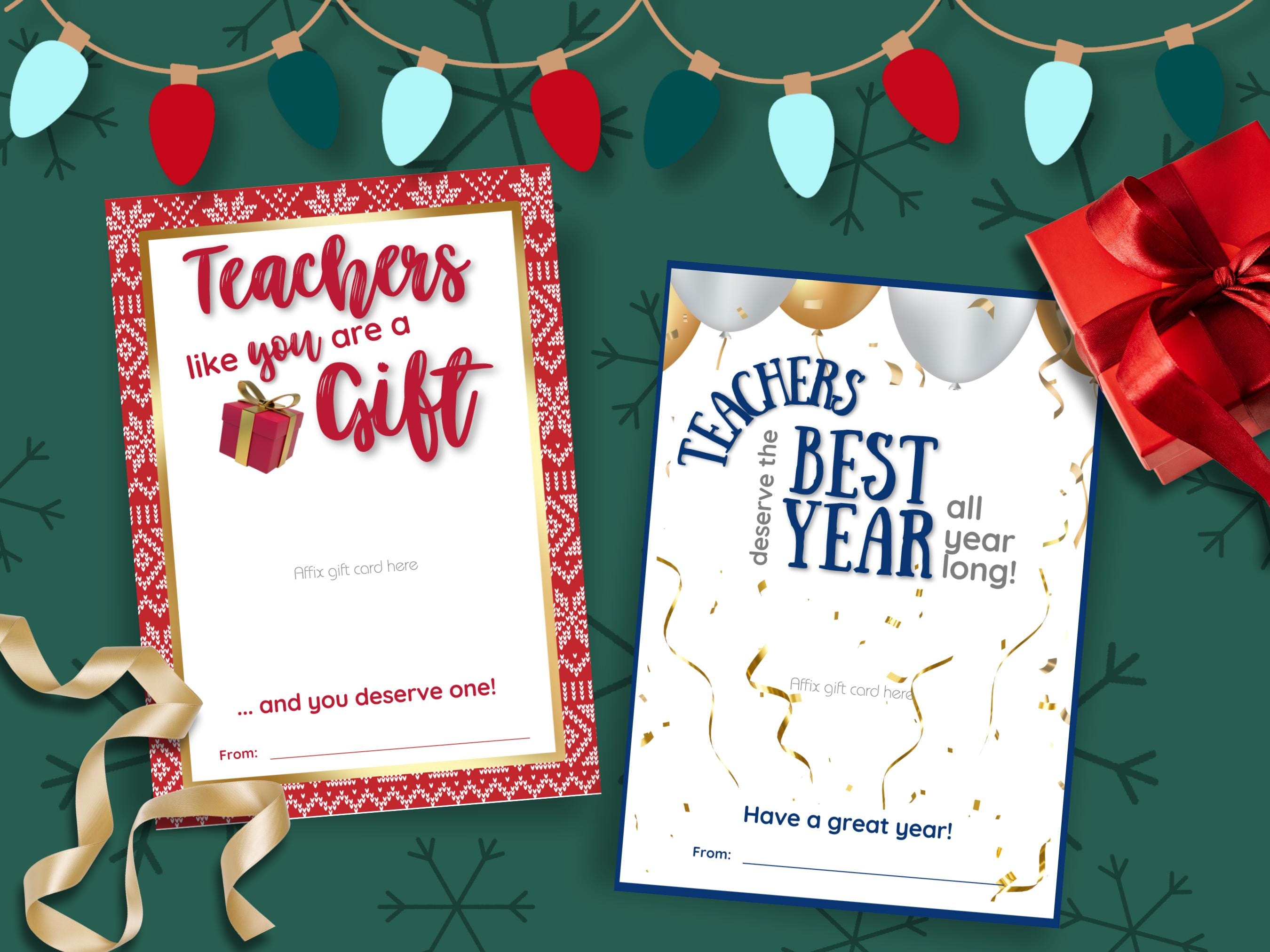 Printable Teacher Gift Card Holder Bundle for Christmas & New Year ...
