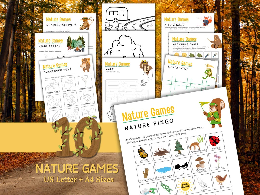 Kids Nature Games, Printable Nature Activities, Outdoor Scavenger Hunt ...