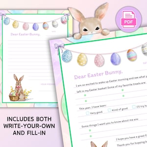 Printable Letter to the Easter Bunny, Editable Easter Bunny Letter ...