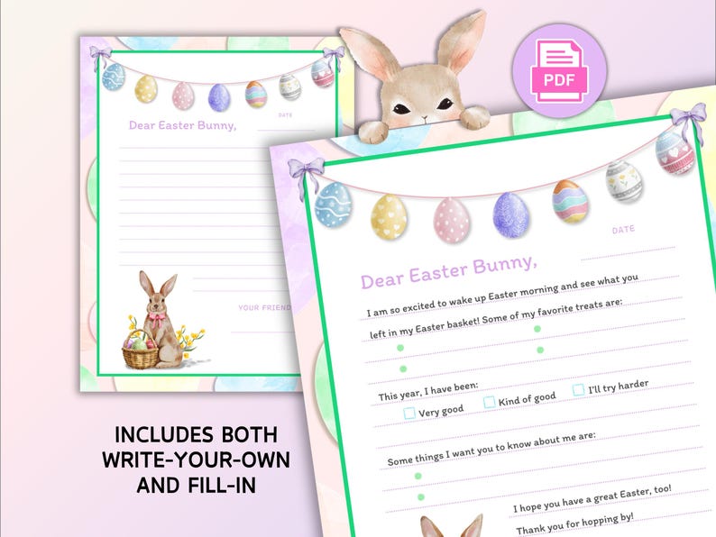 Printable Letter to the Easter Bunny, Editable Easter Bunny Letter ...