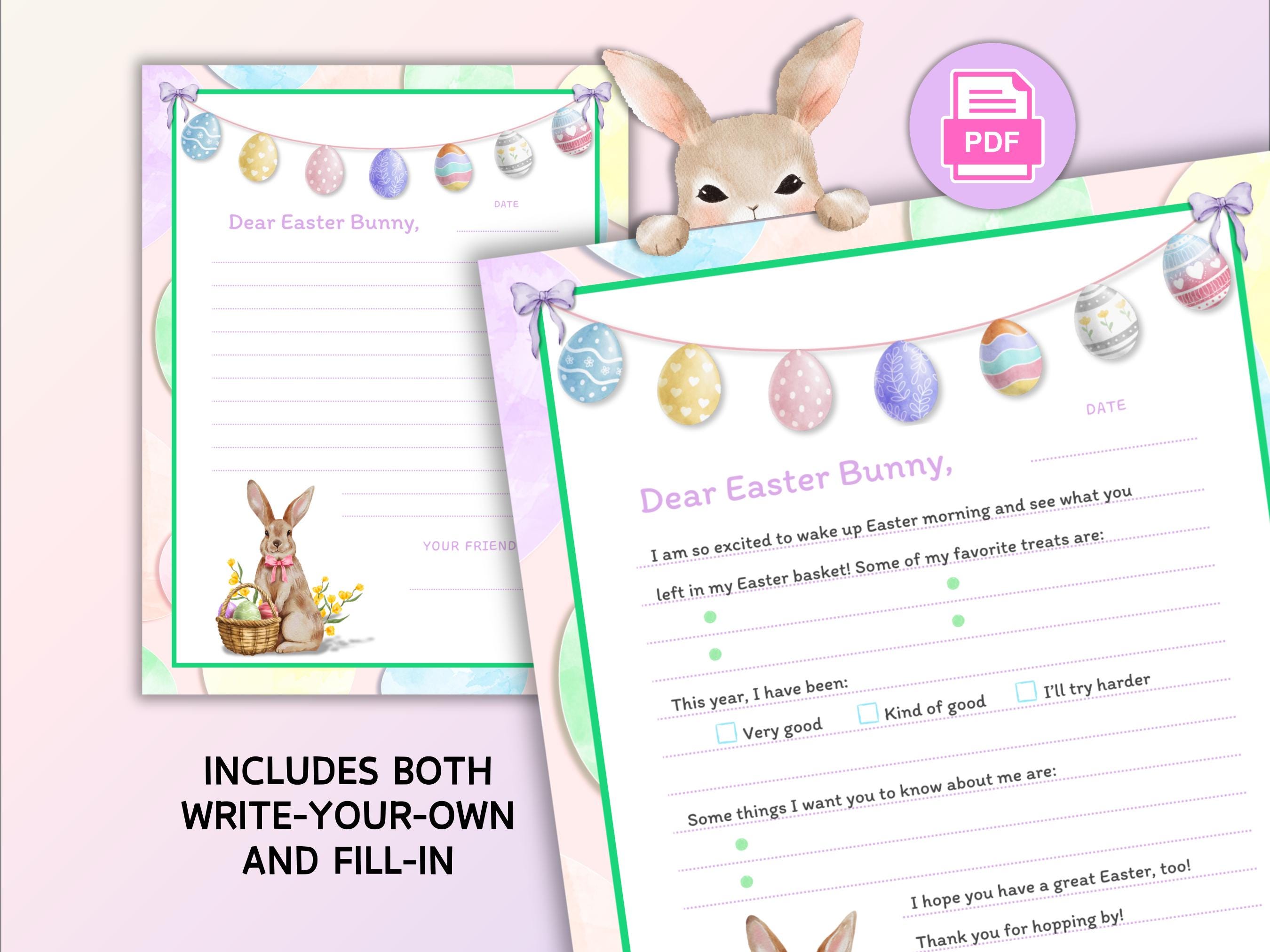 Printable Letter to the Easter Bunny, Editable Easter Bunny Letter ...