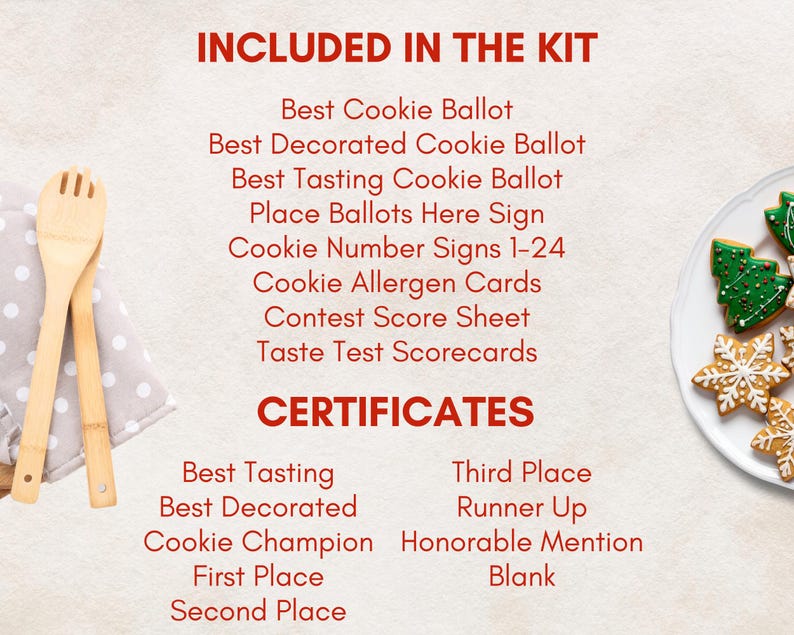 Christmas Cookie Contest Kit, Holiday Cookie Voting Ballot, Cookie ...