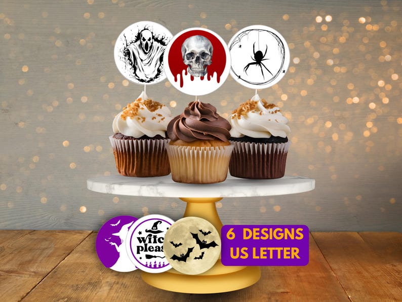 Spooky Halloween Cupcake Toppers, Printable Halloween Party Decor ...