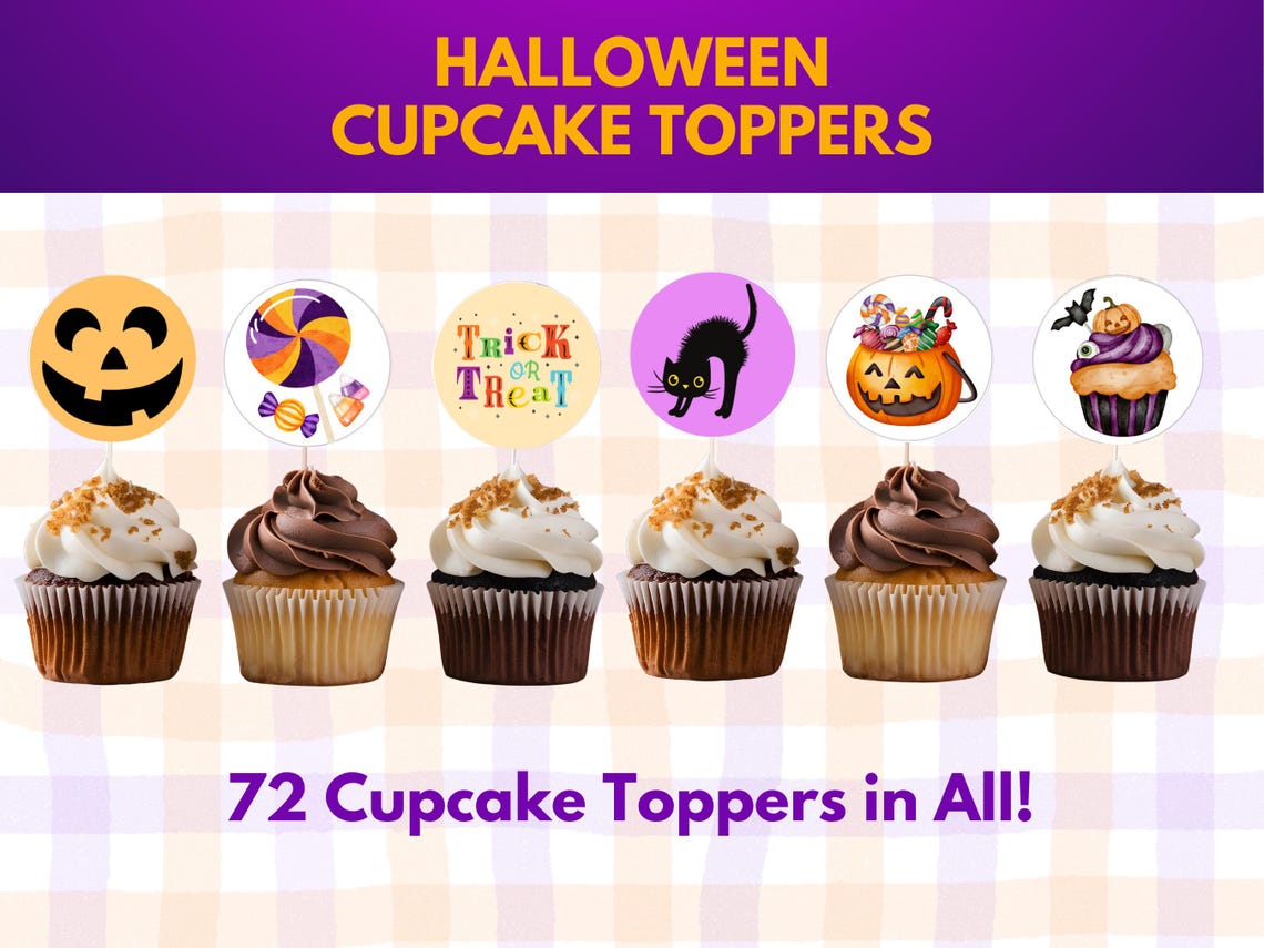 Kid-friendly Halloween Cupcake Toppers, Halloween Party Decor, Cake ...