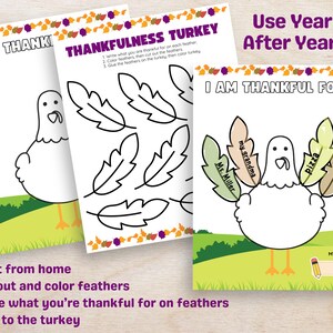 Thankfulness Turkey Printable PDF, Kids Craft for Thanksgiving ...