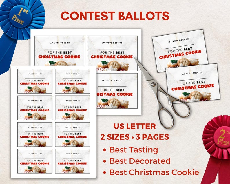 Christmas Cookie Contest Kit, Holiday Cookie Voting Ballot, Cookie ...