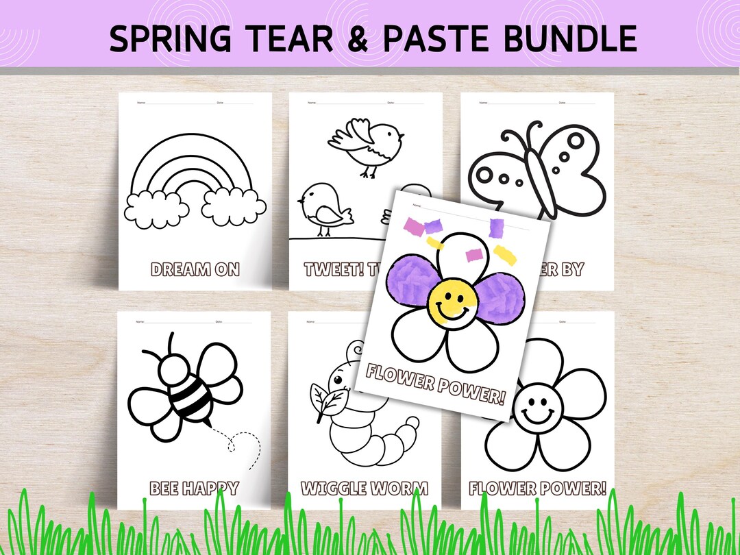 Spring Torn Paper Craft, Tear & Paste Activity, Tear and Glue Craft ...