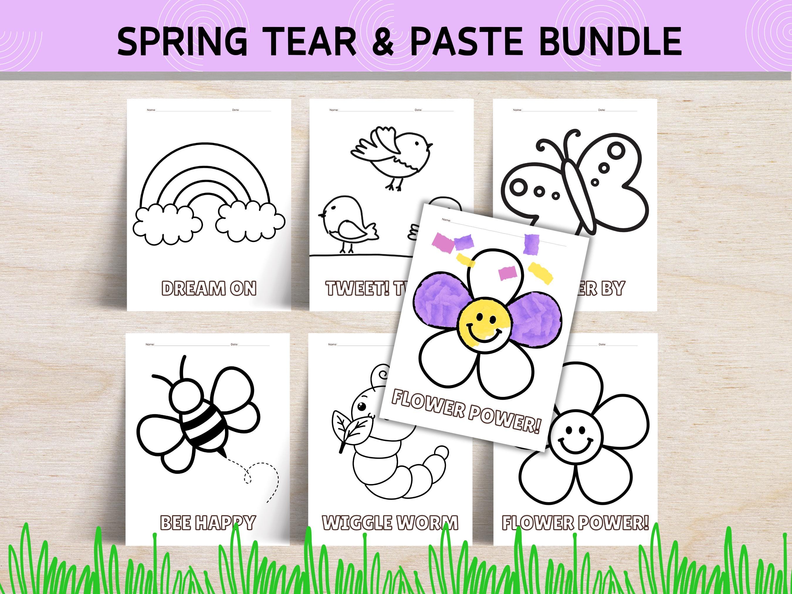 Spring Torn Paper Craft, Tear & Paste Activity, Tear and Glue Craft ...