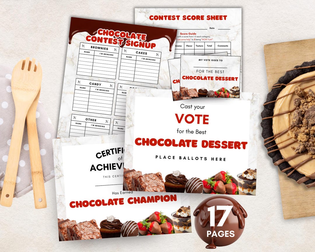 Chocolate Party Best Dessert Contest Kit, Dessert Bake off Competition ...