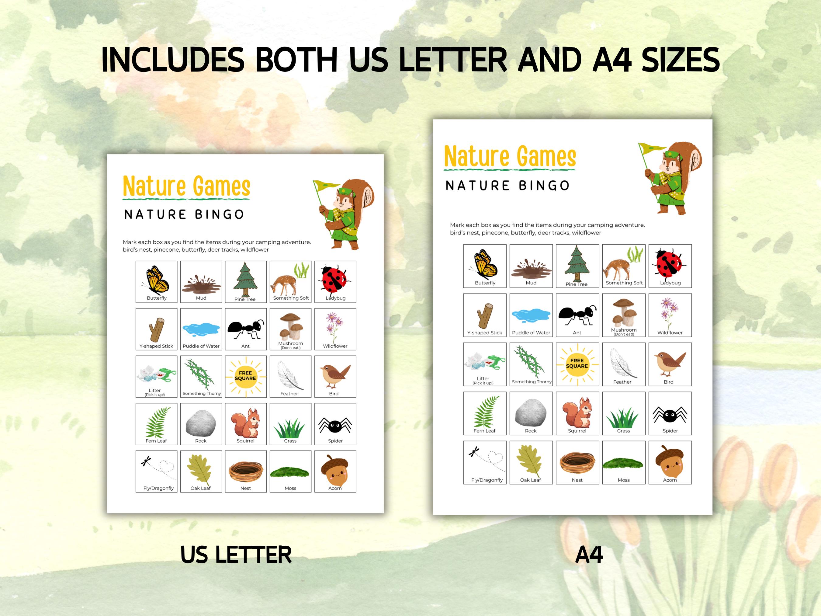 Kids Nature Games Printable Nature Activities Outdoor Scavenger Hunt ...