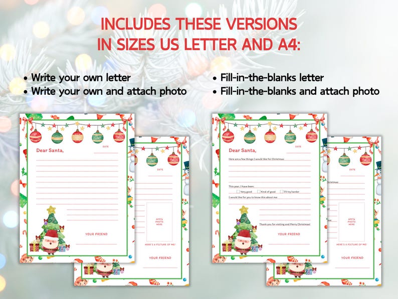 Letter to Santa Printable, Dear Santa Letter Printable Christmas ...