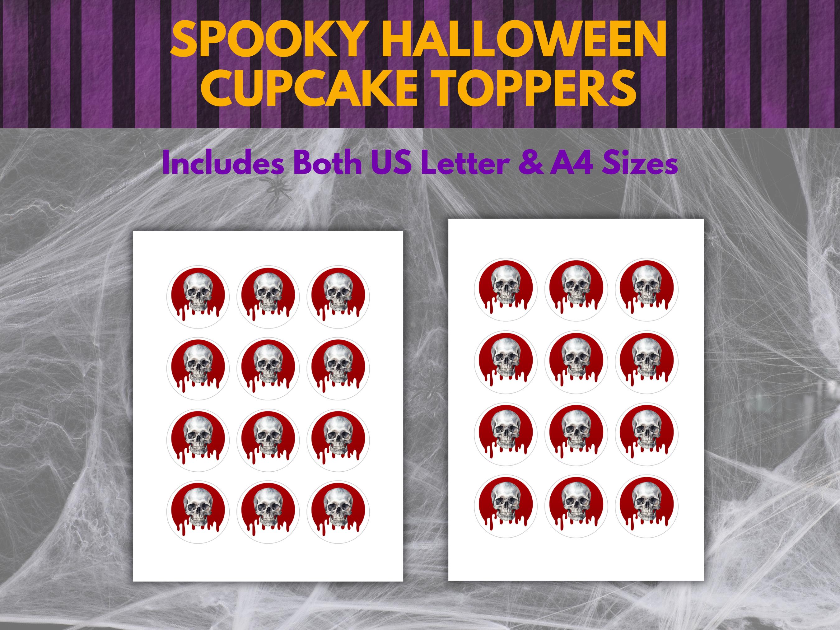 Spooky Halloween Cupcake Toppers, Printable Halloween Party Decor ...