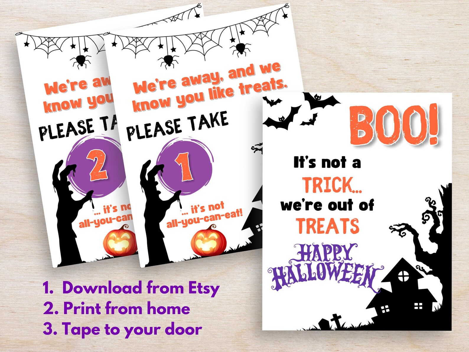 Halloween Take One Candy Sign, Printable Halloween Candy Bowl Sign ...