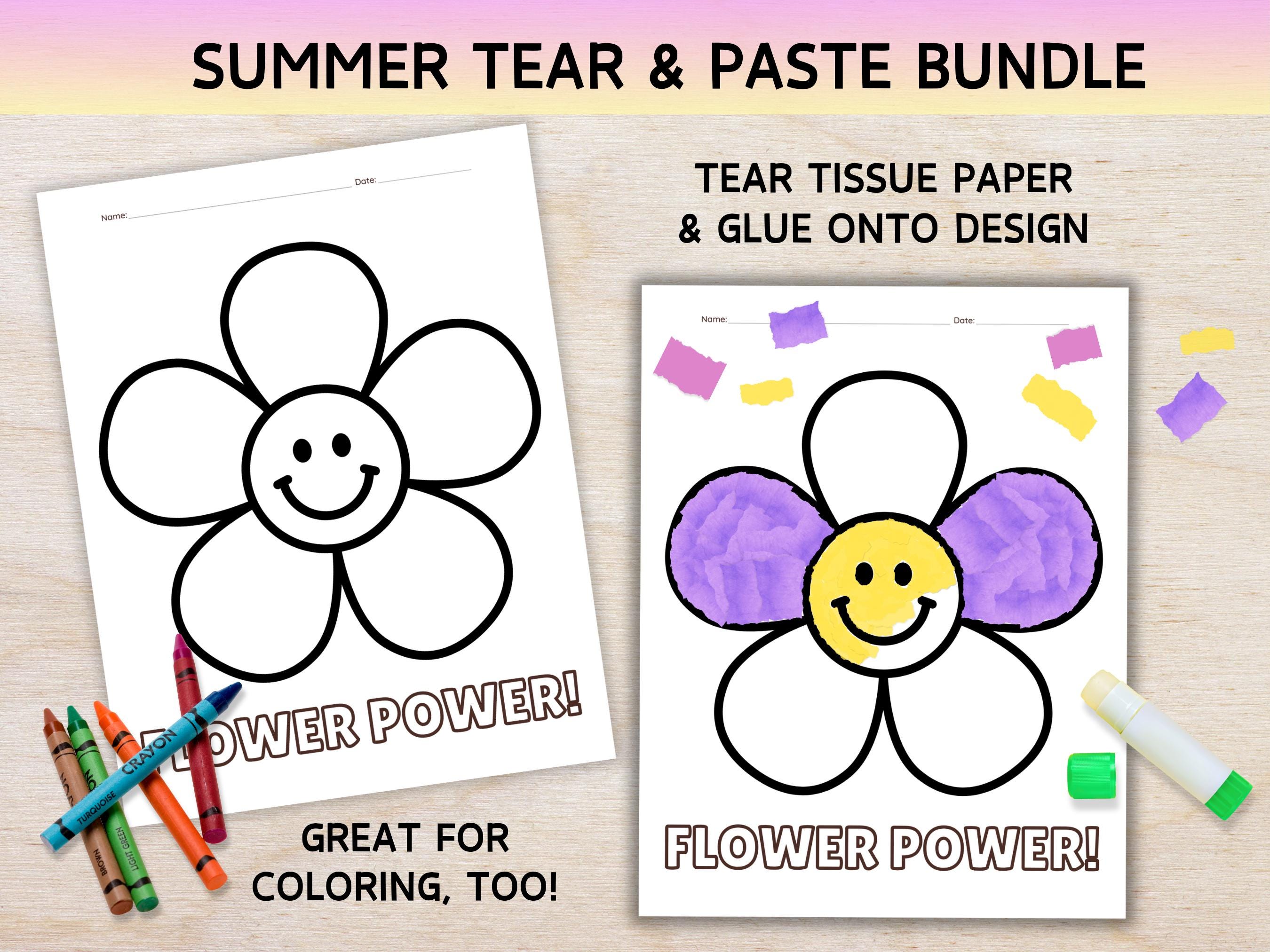 Summer Torn Paper Craft, Tear & Paste Activity, Tear and Glue Craft ...