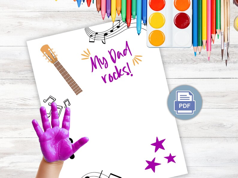 Fathers Day Handprint Art Printable Dad Handprint Gift DIY Fathers Day ...