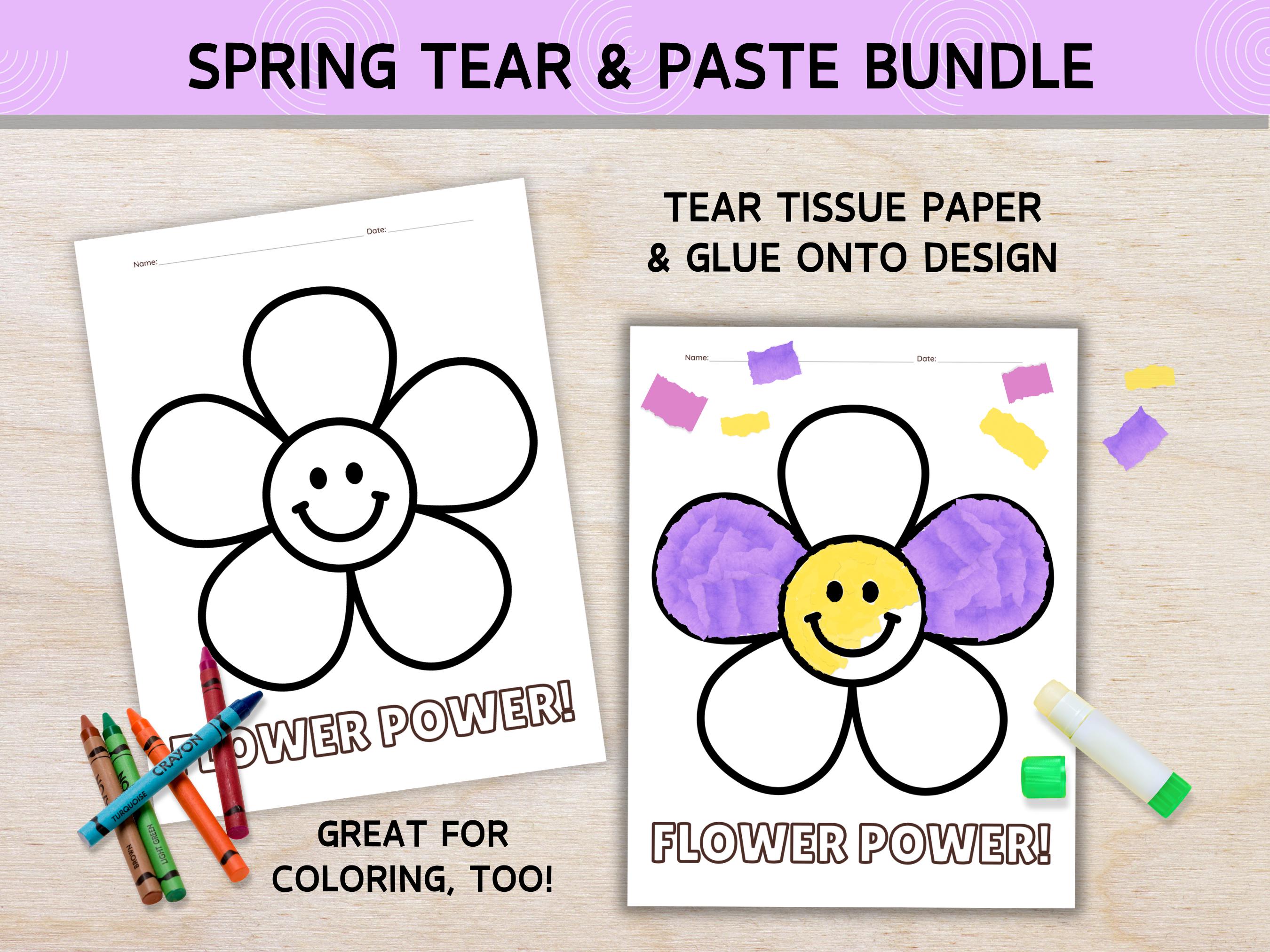 Spring Torn Paper Craft, Tear & Paste Activity, Tear and Glue Craft ...