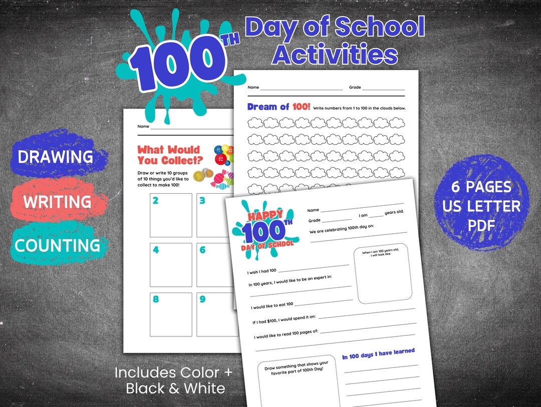 100th Day of School Activities, 100 Days of School Coloring Page ...