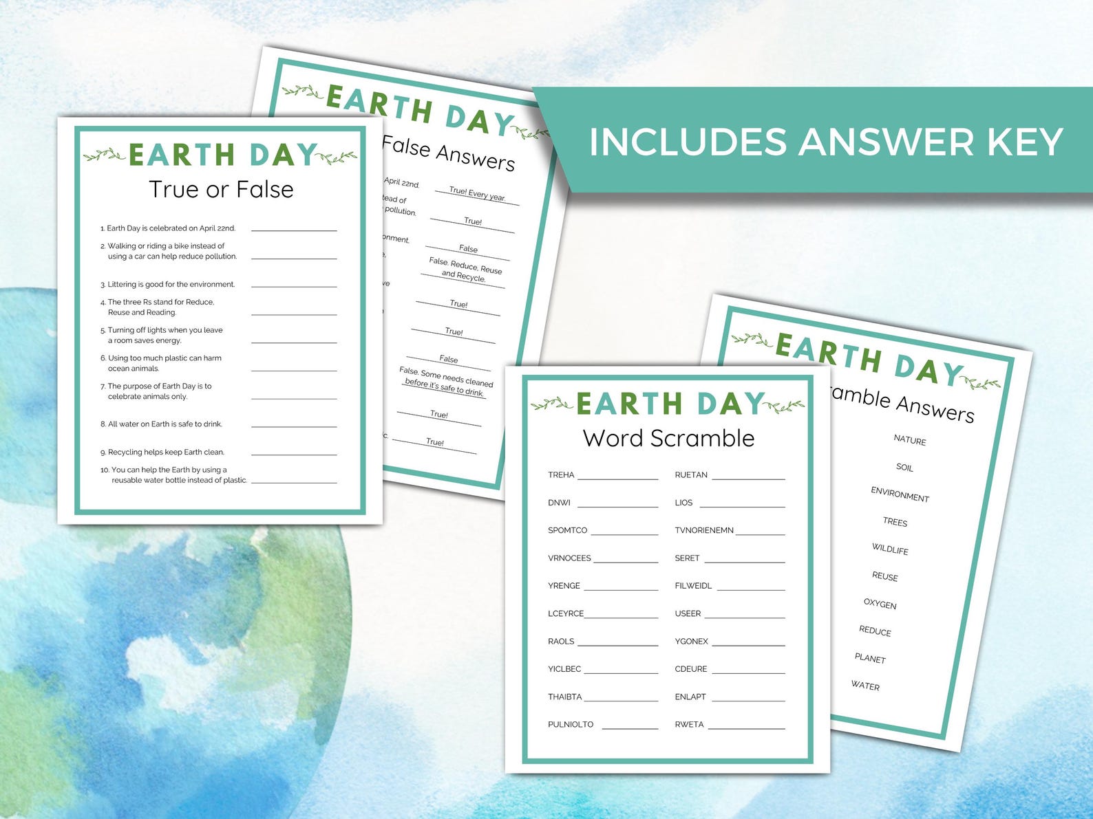 Earth Day Printable Games for Kids Earth Day Activities, Preschool ...