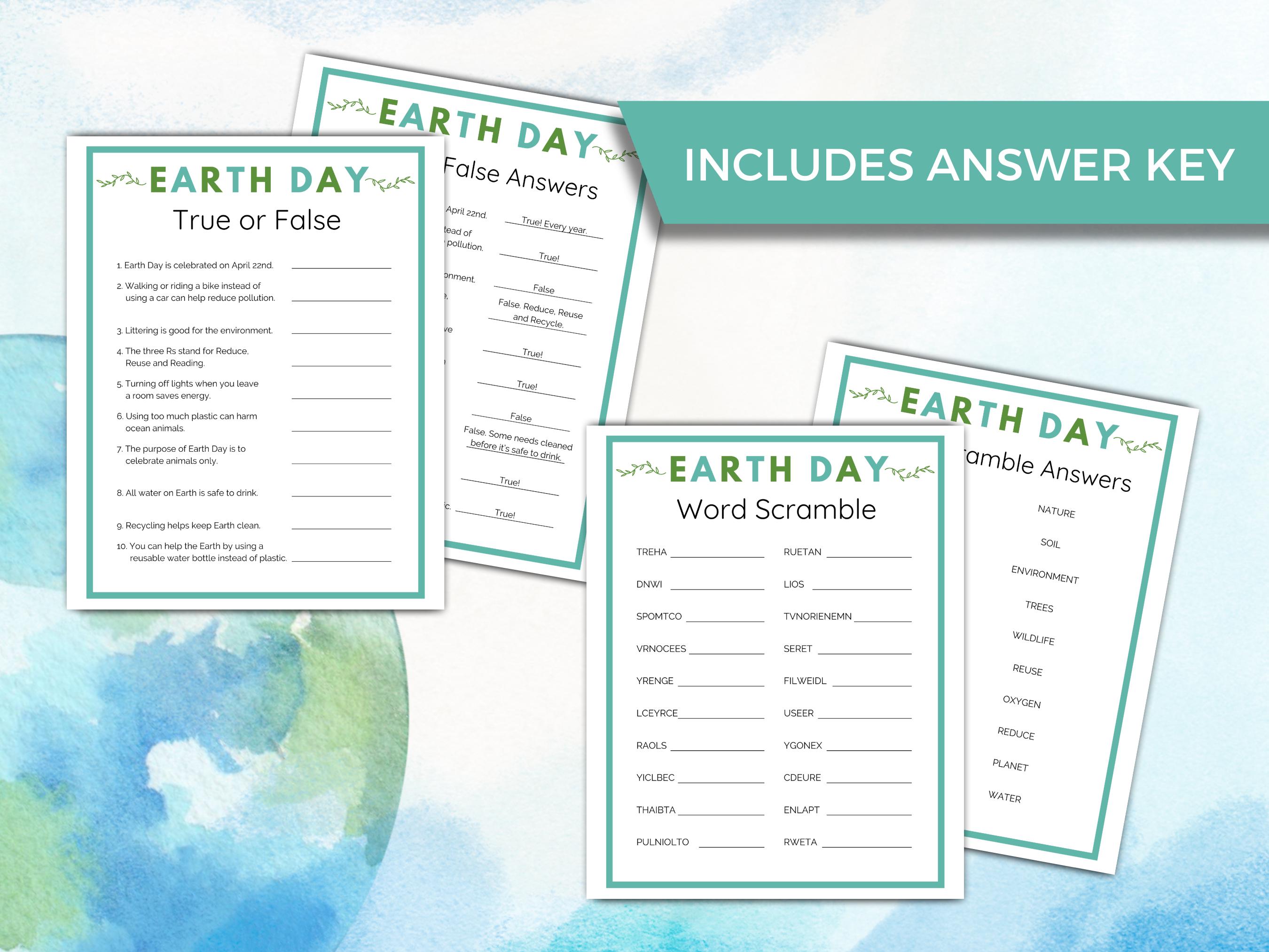 Earth Day Printable Games for Kids Earth Day Activities, Preschool ...