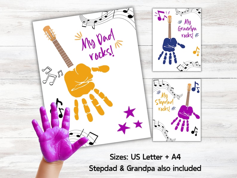Fathers Day Handprint Art Printable Dad Handprint Gift DIY Fathers Day ...