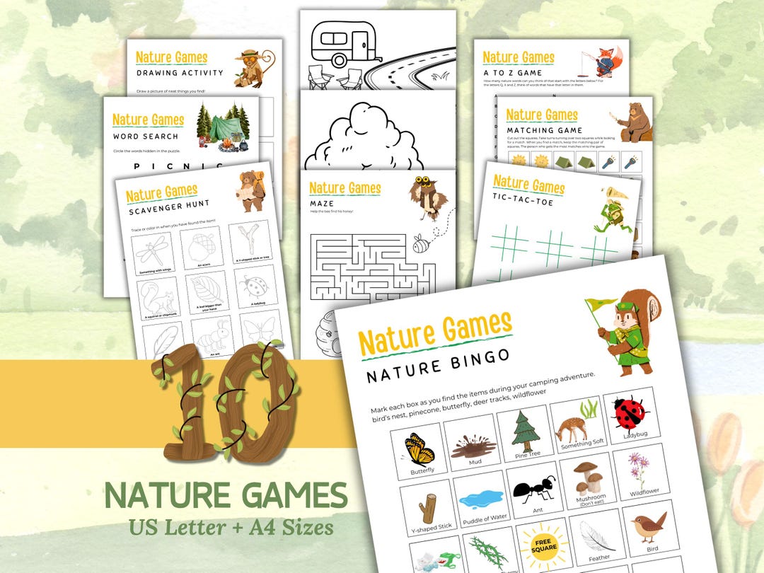 Kids Nature Games Printable Nature Activities Outdoor Scavenger Hunt ...