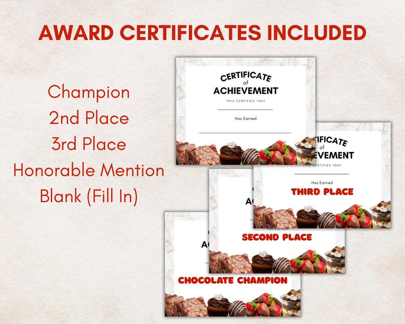 Chocolate Party Best Dessert Contest Kit, Dessert Bake off Competition ...