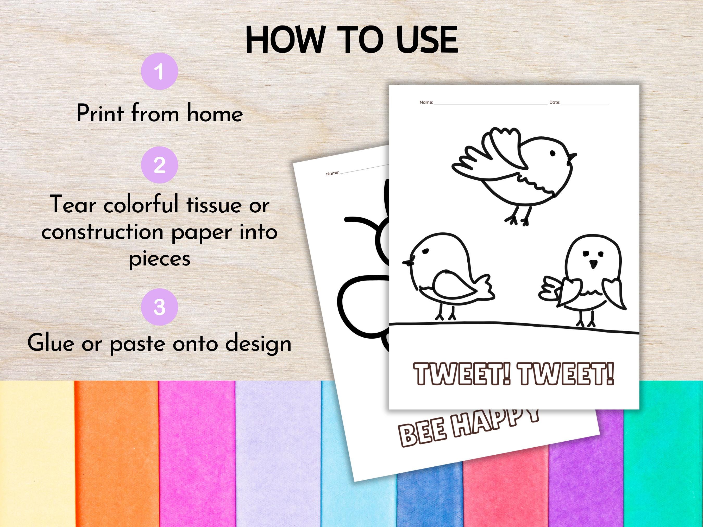 Spring Torn Paper Craft, Tear & Paste Activity, Tear and Glue Craft ...