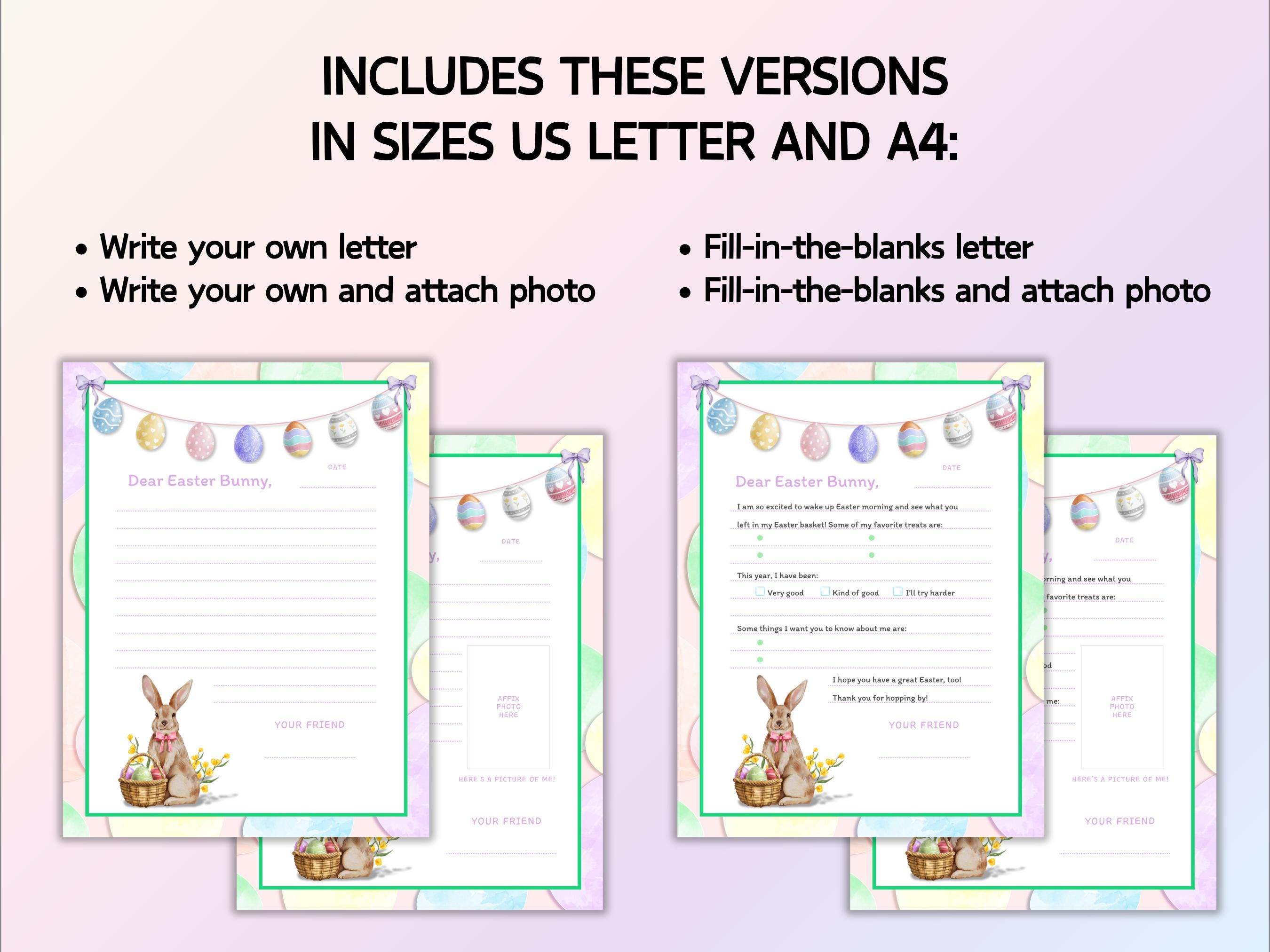 Printable Letter to the Easter Bunny, Editable Easter Bunny Letter Instant Download, Printable ...