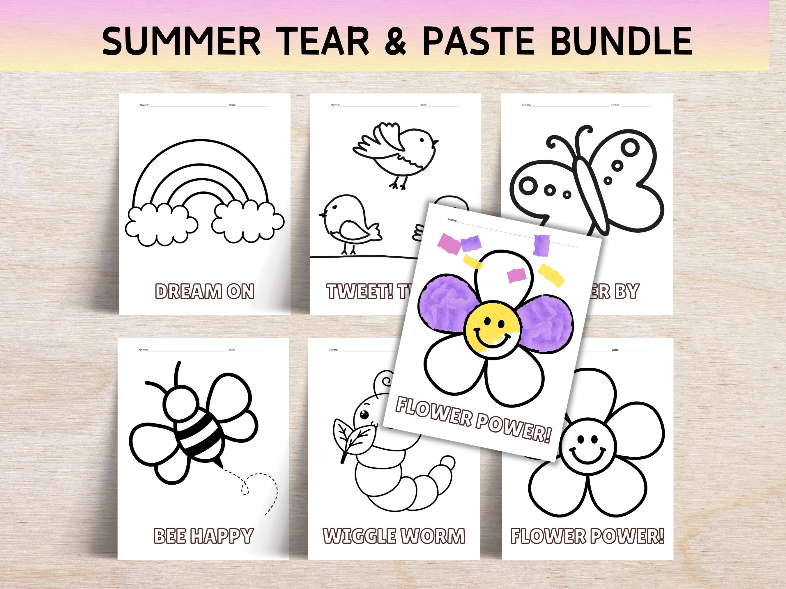 Summer Torn Paper Craft, Tear & Paste Activity, Tear and Glue Craft ...