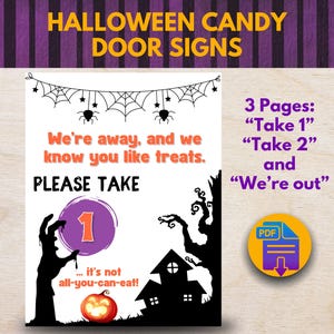 Halloween Take One Candy Sign, Printable Halloween Candy Bowl Sign ...