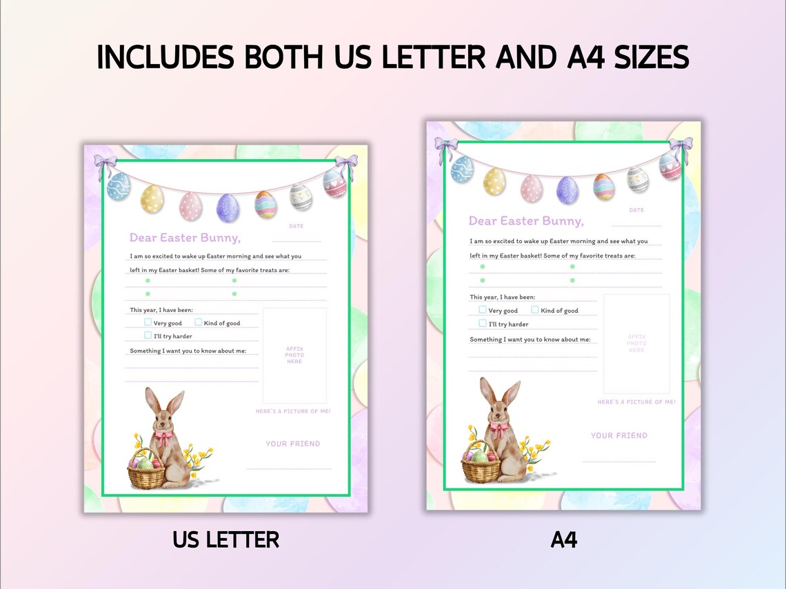 Printable Letter to the Easter Bunny, Editable Easter Bunny Letter ...