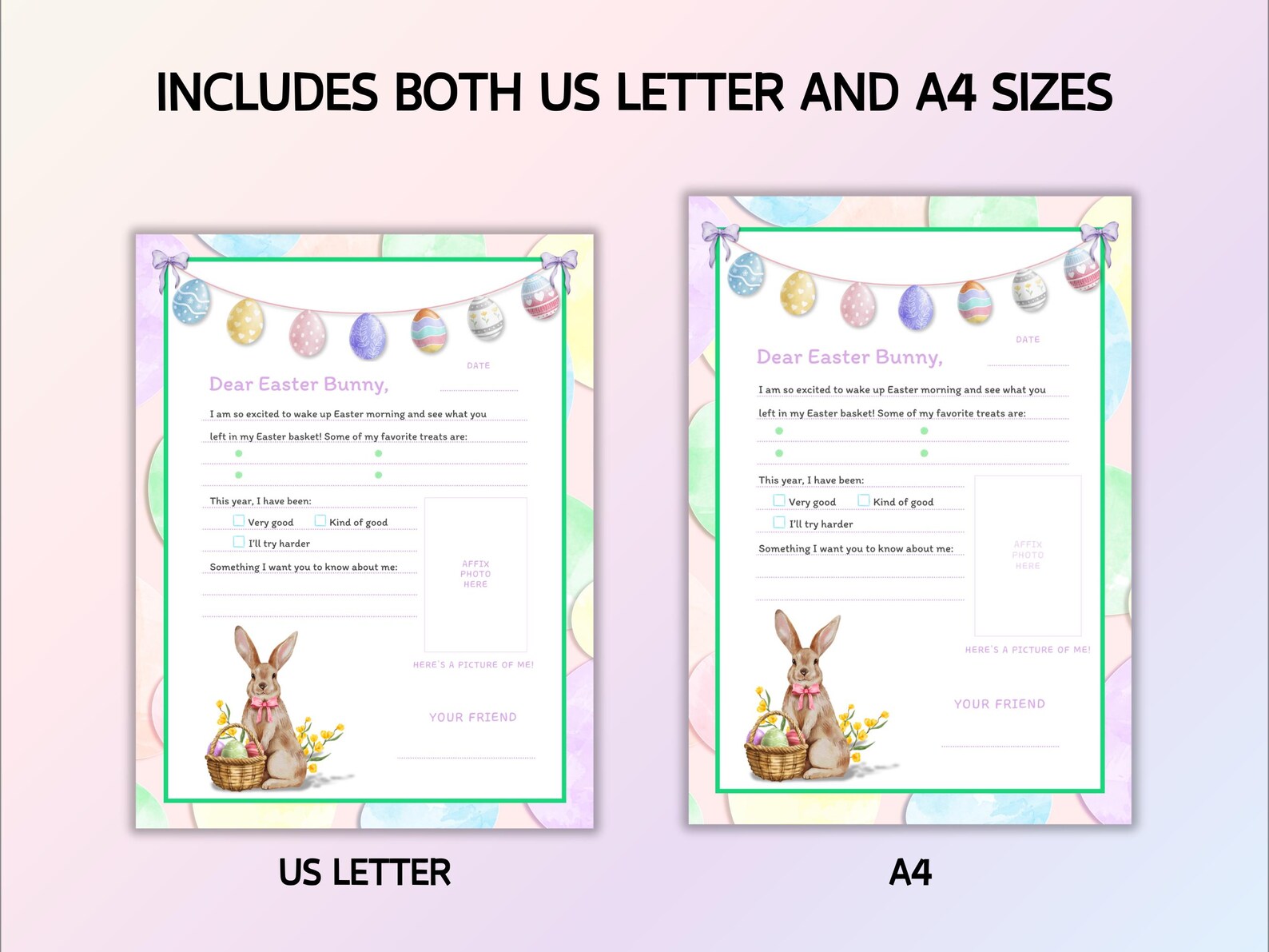 Printable Letter to the Easter Bunny, Editable Easter Bunny Letter ...