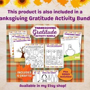 Thankfulness Turkey Printable PDF, Kids Craft for Thanksgiving ...