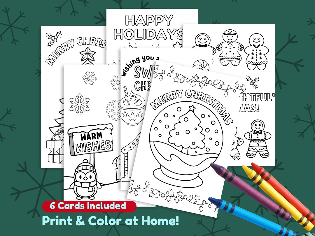 Christmas Cards to Color, Christmas Coloring Cards, Homemade Christmas ...