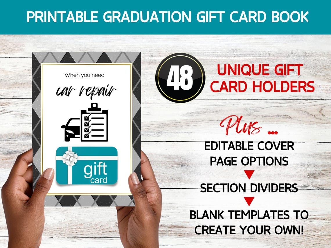Graduation Gift Card Book Editable Grad Gift Card Holder, Last Minute ...