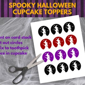 Spooky Halloween Cupcake Toppers, Printable Halloween Party Decor ...