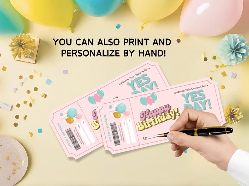 Editable Yes Day Printable Voucher, Happy Birthday Yes Day Ticket, Yes ...