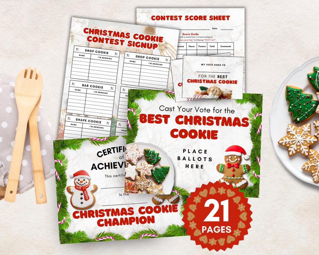 Christmas Cookie Contest Kit, Holiday Cookie Voting Ballot, Cookie ...
