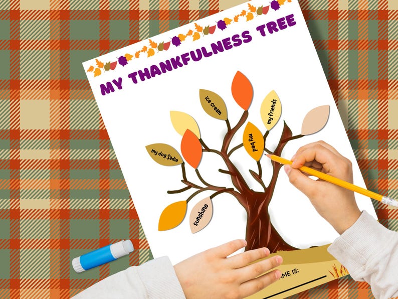 Thankfulness Tree Activity for Kids, DIY Thanksgiving Activity ...