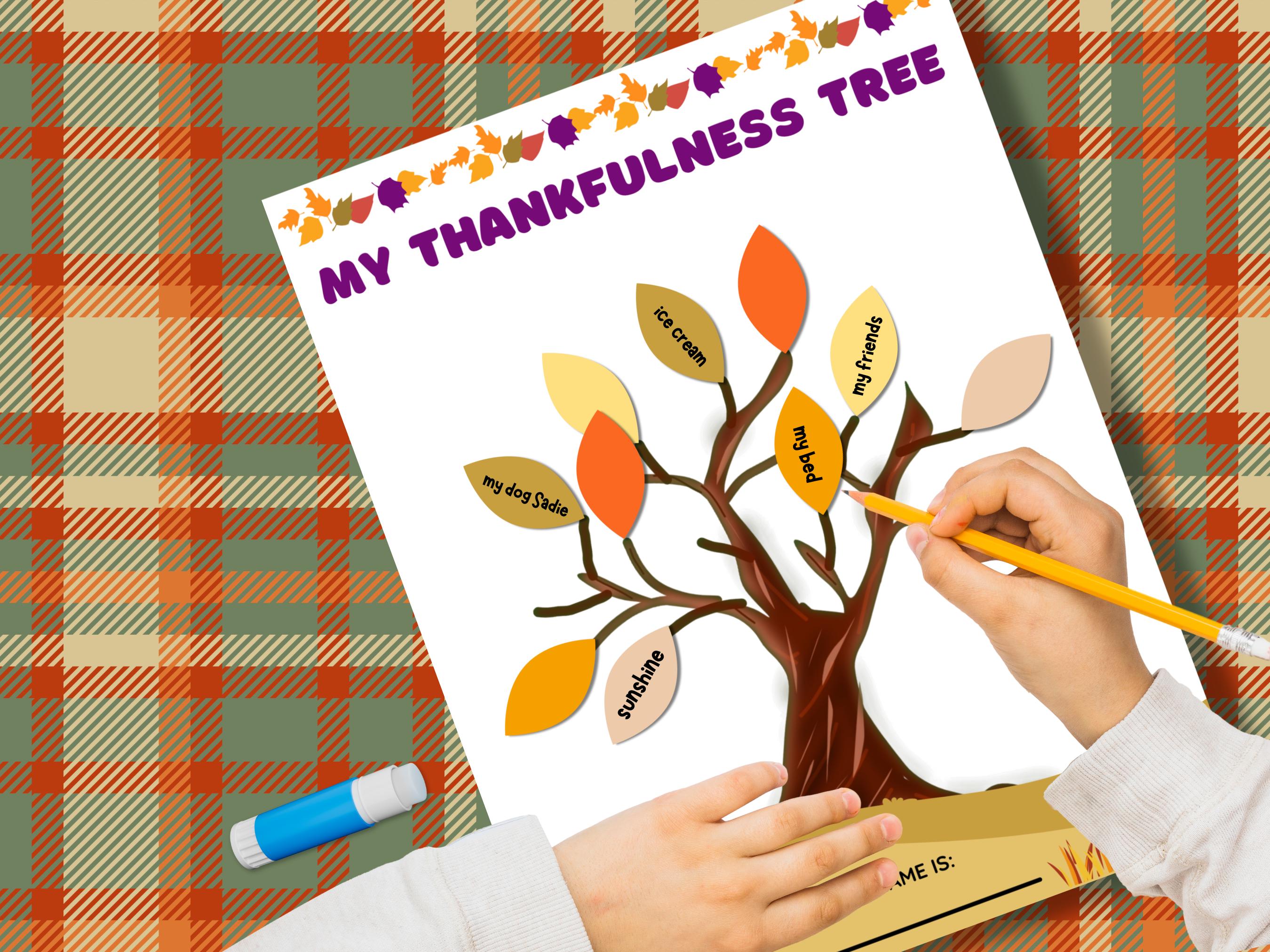 Thankfulness Tree Activity for Kids, DIY Thanksgiving Activity ...