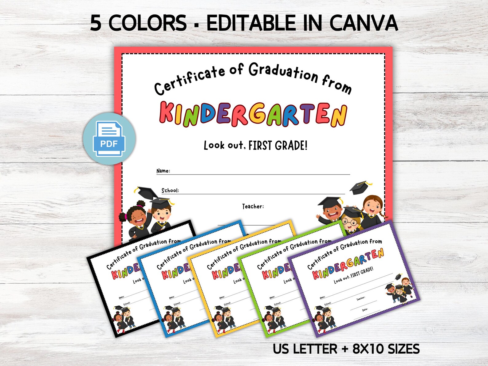 Editable Kindergarten Graduation Certificate, Transitional Kindergarten ...