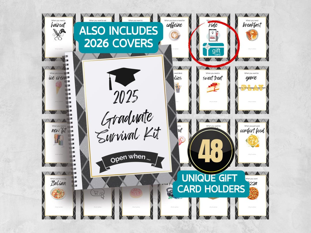 Graduation Gift Card Book Editable Grad Gift Card Holder, Last Minute ...
