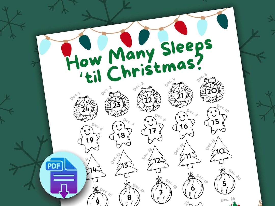 How Many Sleeps Until Christmas, Printable Countdown to Christmas ...