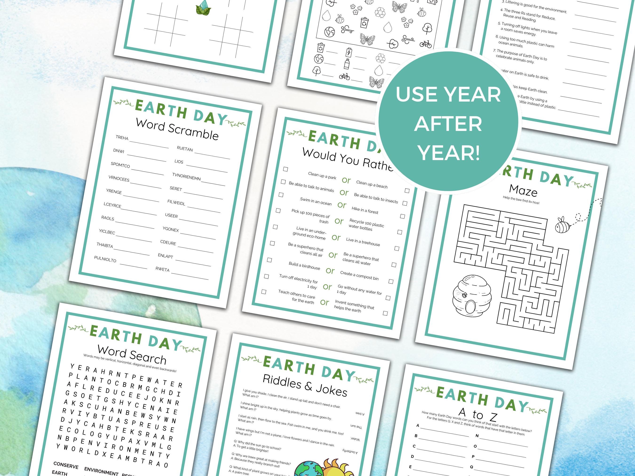 Earth Day Printable Games for Kids Earth Day Activities, Preschool ...