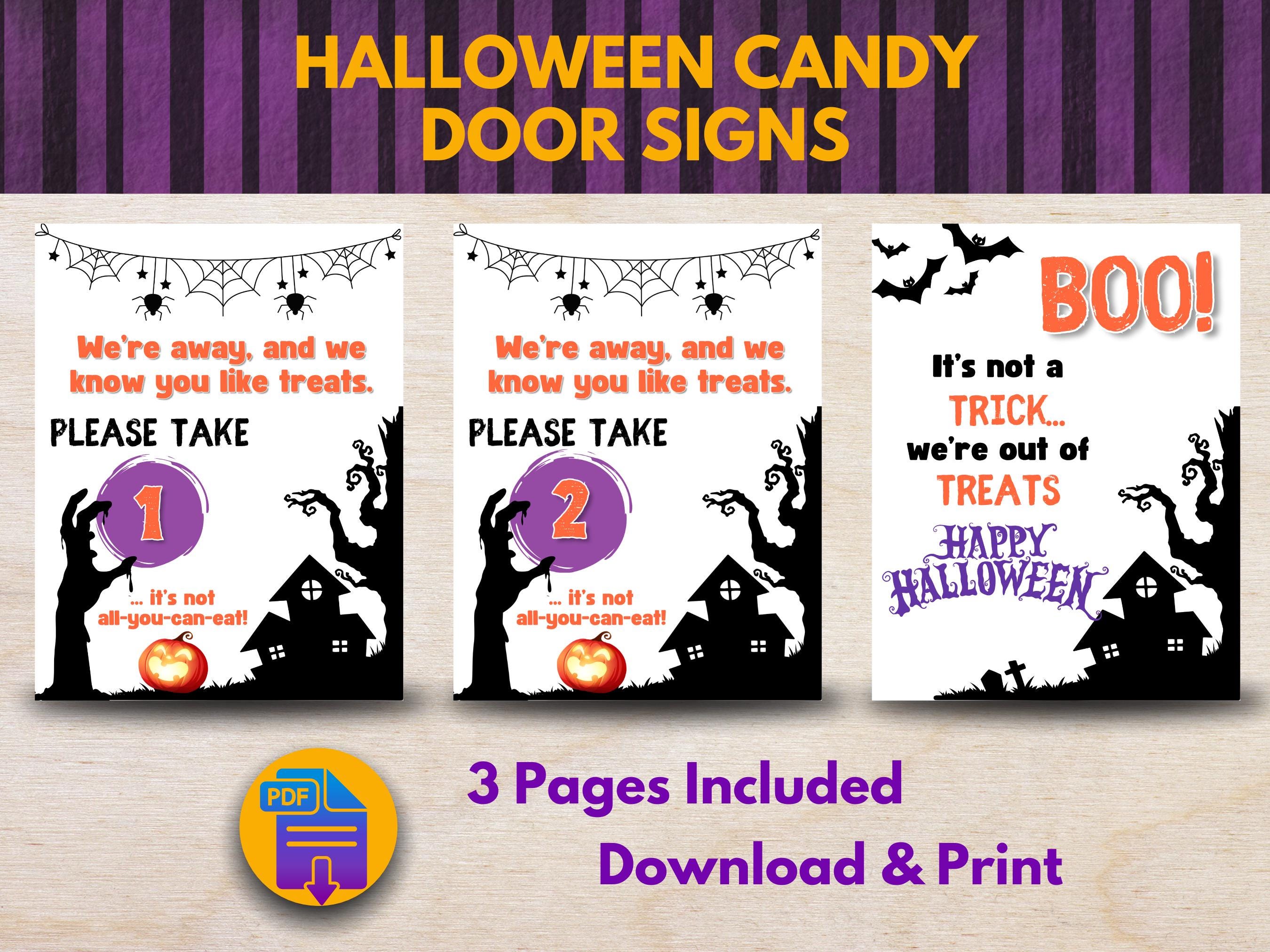 Halloween Take One Candy Sign, Printable Halloween Candy Bowl Sign ...