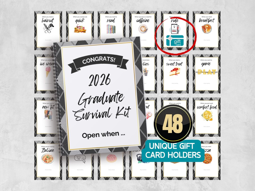 Graduation Gift Card Book Editable Grad Gift Card Holder, Last Minute ...