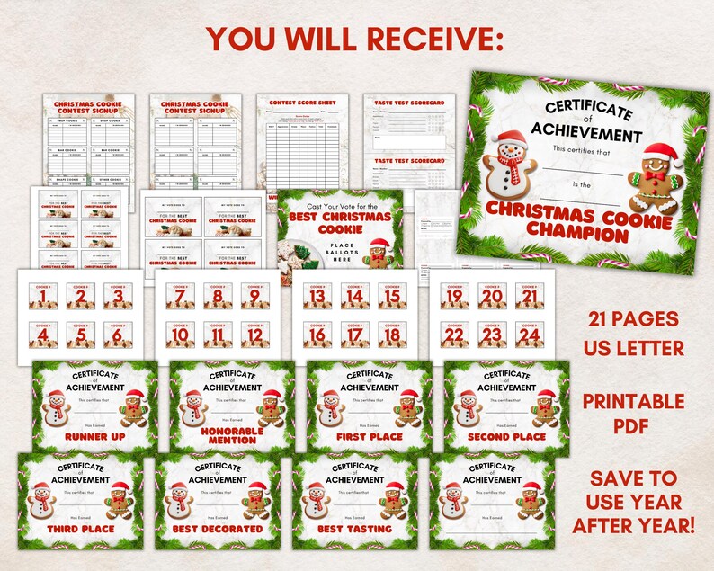 Christmas Cookie Contest Kit, Holiday Cookie Voting Ballot, Cookie ...
